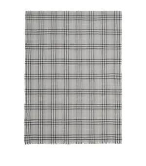 Burberry Wool-silk Sequinned Check Scarf - Grey