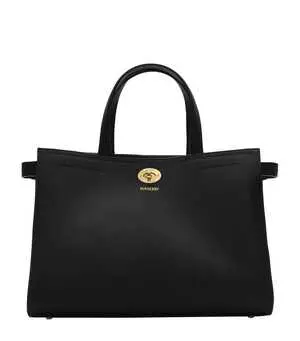 Burberry Small Leather Cotswolds Check Tote Bag - Black
