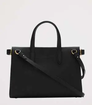 Burberry Small Leather Cotswolds Check Tote Bag