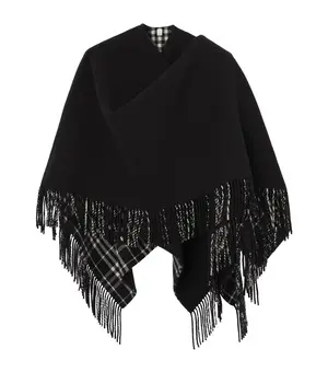 Burberry Wool Fringe Blanket Cape