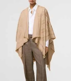 Burberry Wool-cashmere Check Cape