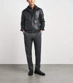 Pal Zileri Lambskin Button-up Bomber Jacket