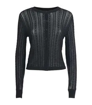 ANINE BING Open-knit Moni Cardigan - Black