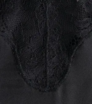 ANINE BING Silk-blend Lace Trim Cami Top - Black