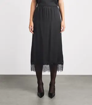 ANINE BING Silk-blend Shelby Midi Skirt