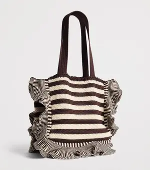 Sandro Crochet Stripe Tote Bag