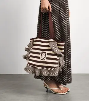 Sandro Crochet Stripe Tote Bag
