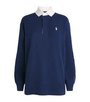 Polo Ralph Lauren Cotton Rugby Shirt With Embroidered Pony Logo - Blue