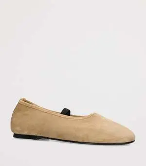 Dear Frances Suede Ballerina Flats - Beige