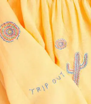MOTHER Embroidered Yoke Blouse - Yellow