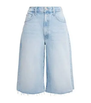 MOTHER The Whole Lot Zip Fray Shorts - Blue