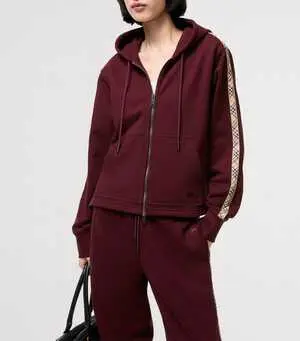 Burberry Cotton Check-trim Zip-up Hoodie