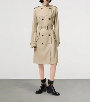 Burberry Tropical Gabardine Foxfield Long Trench Coat - Beige