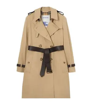 Burberry Gabardine Kensington Mid-length Trench Coat - Beige