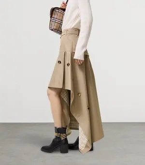 Burberry Asymmetrical Midi Skirt In Gabardine