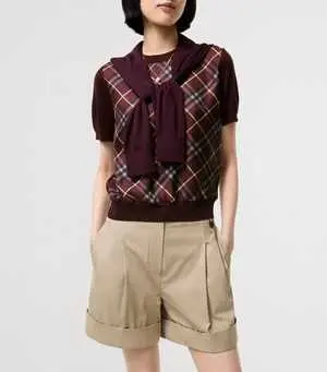 Burberry Wool-silk Check Panel T-shirt
