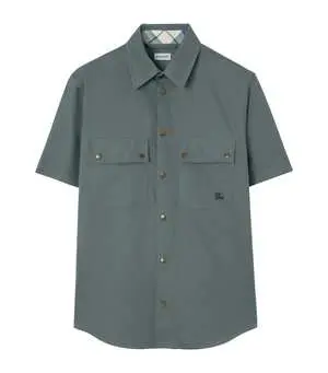 Burberry Tropical Gabardine Short-sleeve Shirt - Blue
