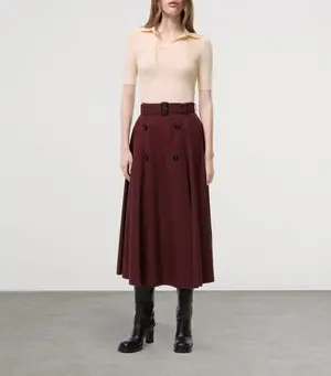 Burberry Gabardine Trench Midi Skirt