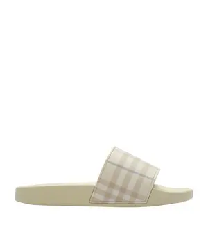 Burberry Check Slides - Beige