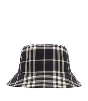 Burberry Cotton Check Bucket Hat - Black