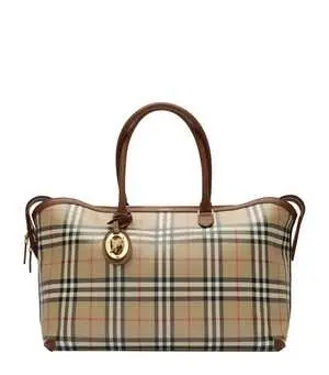 Burberry Medium Check Zipped Tote Bag - Beige