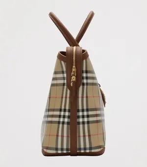 Burberry Medium Check Zipped Tote Bag - Beige