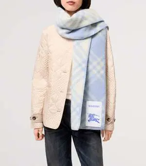 Burberry Wool Check Scarf - Blue