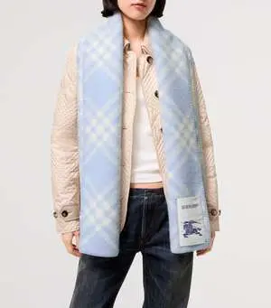 Burberry Wool Check Scarf - Blue