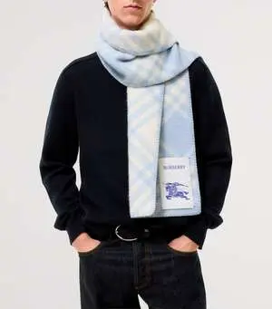 Burberry Wool Check Scarf - Blue