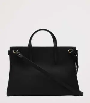 Burberry Medium Leather Cotswolds Check Tote Bag - Black