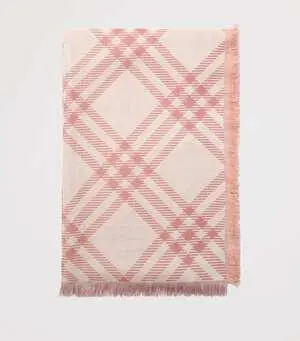 Burberry Wool-silk Gradient Check Scarf - Pink