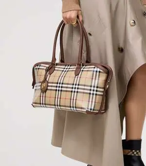 Burberry Small Check Zipped Tote Bag