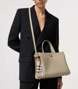 Burberry Small Leather Tote Bag - Brown