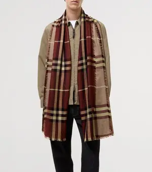 Burberry Wool-silk Reversible Check Scarf