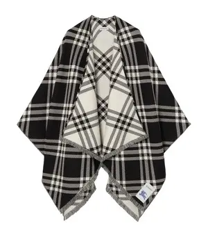 Burberry Wool-silk-cashmere Check Cape - Black