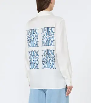 Max Mara Silk Monogram Shirt - Blue