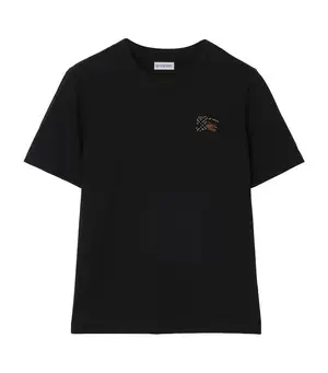 Burberry Cotton T-shirt With Embroidered Equestrian Knight Design - Black