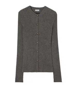 Burberry Cashmere Slim Fit Ribbed Cardigan