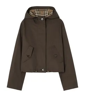 Burberry Cropped Parka In Tropical Gabardine