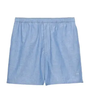 Prada Cotton-linen Bermuda Shorts - Blue