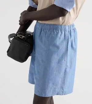 Prada Cotton-linen Bermuda Shorts - Blue