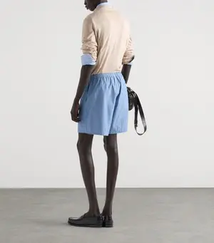 Prada Cotton-linen Bermuda Shorts - Blue