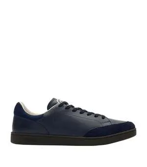 Burberry Set Leather And Suede Sneakers With Check Detail