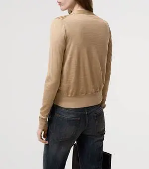 Burberry Wool-silk Check Panel Cardigan