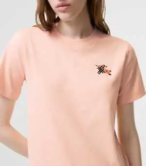 Burberry Cotton T-shirt With Embroidered Equestrian Knight Design - Pink