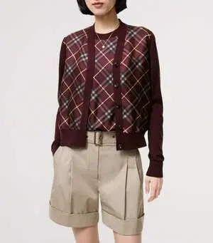 Burberry Wool-silk Check Panel Cardigan
