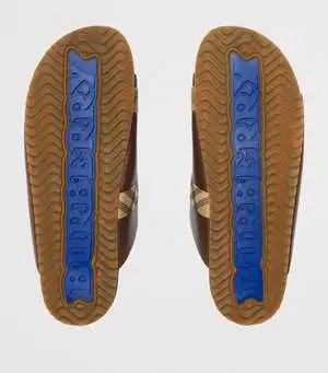 Burberry Leather Check Urchin Slides