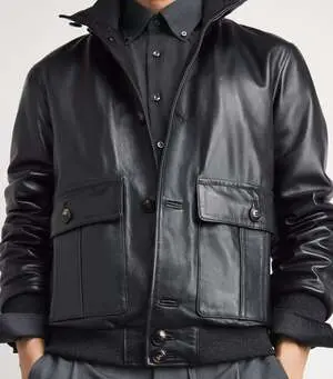 Pal Zileri Lambskin Button-up Bomber Jacket