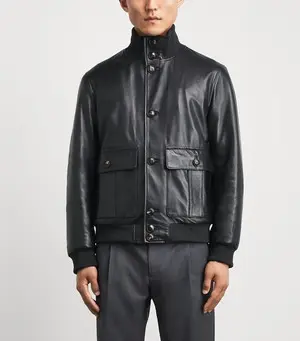 Pal Zileri Lambskin Button-up Bomber Jacket