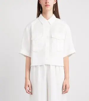 ANINE BING Edith Cropped Shirt - Ivory